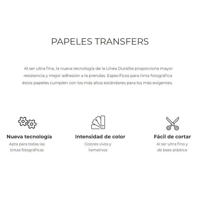 Papel transfer premium Duralite Prendas Oscuras - A4